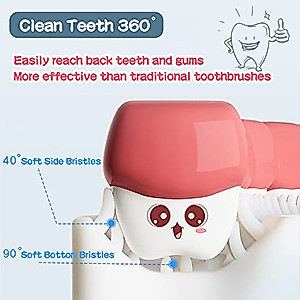 YOTEE U-Shaped Toothbrush Kids 2 PCS - Toddler with Food Grade Soft Silicone Brush Head, Manual Whole Mouth for Age 2-6, 360° Oral Teeth Cleaning Design