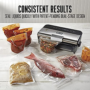 WESTON BRANDS Wet & Dry Vacuum Sealer Machine with Date Code Stamp & Built-In Cutter, 2 Roll Storage & Starter Kit, Pulse Button for Delicate Food, Black (65-1601-W)
