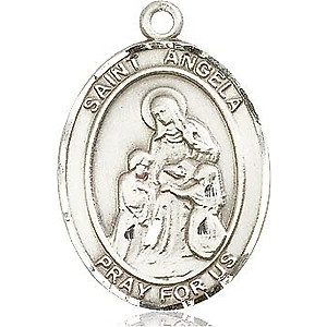 Extel Large Oval Pewter St. Angela Merici Medal, Made in USA