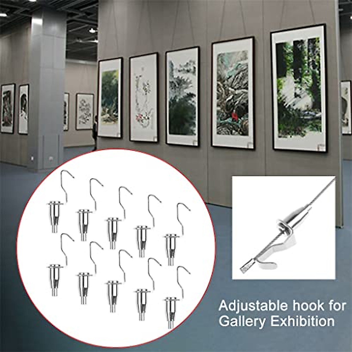 GRETD 10pcs Durable Exhibition Accessory Display Picture Hanging Easy Install Advertising Board Painting Hook (Color : Silver, Size : One size)