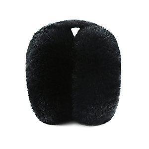 FSTEOE Women Winter Ear Muffs Foldable Girl Ear Warmer Fashion Furry Earmuff Soft Ear Cover Cold Weather (K-Black)
