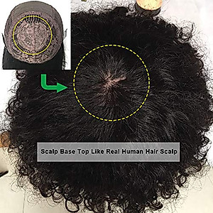 200 Density Scalp Top Curly Full Machine Made Human Hair Wigs with Bangs Remy Brazilian Short Curly Wig For Women (14 Inch)