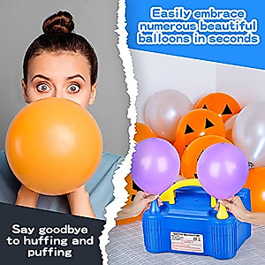 Electric Balloon Pump, LooLaa Balloon Air Pump Dual Nozzle Balloon Inflator Blower with Balloon Decorating Strip Kit for Event and Party Decoration
