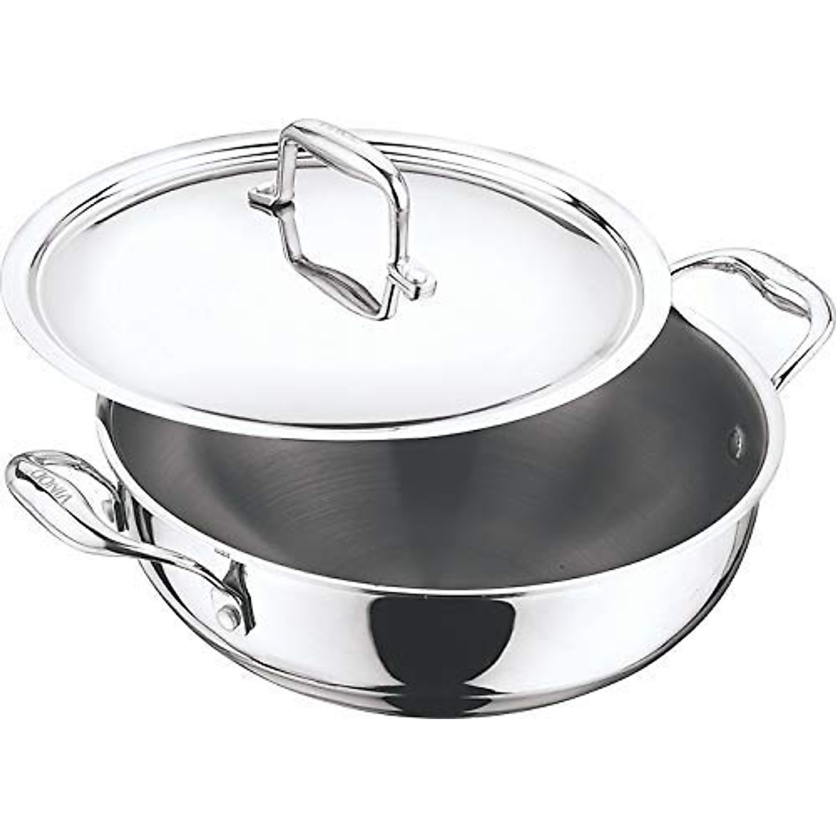 Vinod Induction Friendly Platinum (TRI PLY) 18/8 Stainless Steel Extra Deep Kadai with Stainless Steel Lid (18cm, 1.1 Litre)