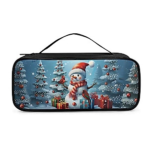 Rnyleeg Christmas Stethoscope Bag for Nurses Cute Snowman Holiday Tree Print Portable Stethoscope Case Mesh Pocket for Nurse Accessories