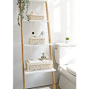 Mkono Macrame Storage Baskets Decor with Removable Cloth Liner Boho Storage Bins Handmade Woven Decorative Countertop Shelf Cabinet Organizer for Bedroom Nursery Living Room, Set of 3