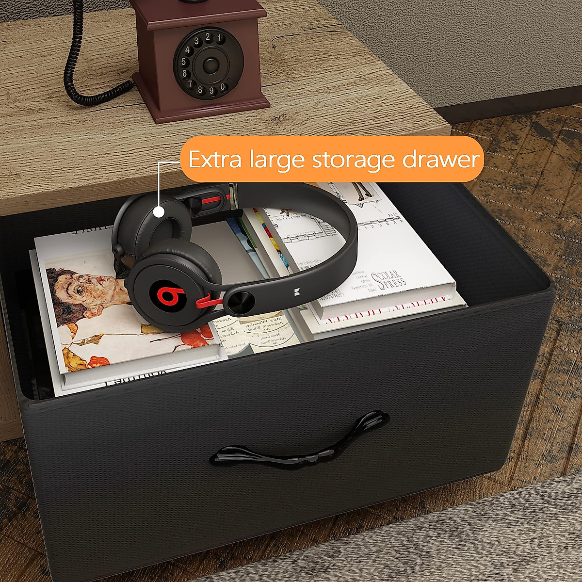 WelFurGeer Black TV Stand for 32/55/65/70 inch TV, Entertainment Center for Video Gaming, Modern Television Stands with Storage Drawers, Media Center for Living Room, Bedroom, Toolless Assembly