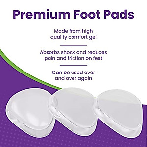 Premium Gel Ball of Foot Cushions - Reusable Clear Gel Metatarsal Pads - Foot Pain Relief - 1/4 Inch - 4 Pair