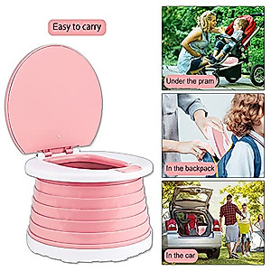 Children's Folding Toilet Portable Folding Toilet Seat Boys & Girls Foldable Potty Chair Seat Toddler Potty Training Seat (Pink)