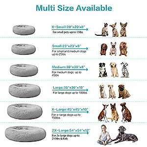 SAVFOX Plush Calming Dog Beds, Donut Dog Bed for Small Dogs, Medium, Large & X-Large, Comfy Cuddler Dog Bed and Cat Bed in Faux Fur, Washable Dog Bed, Multiple Sizes XS-XXL
