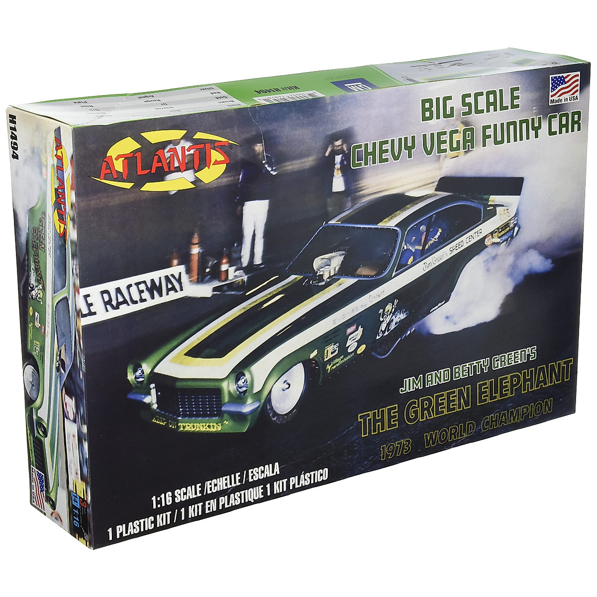 Atlantis Green Elephant Chevy Vega Funny Car 1/16 Plastic Model Kit