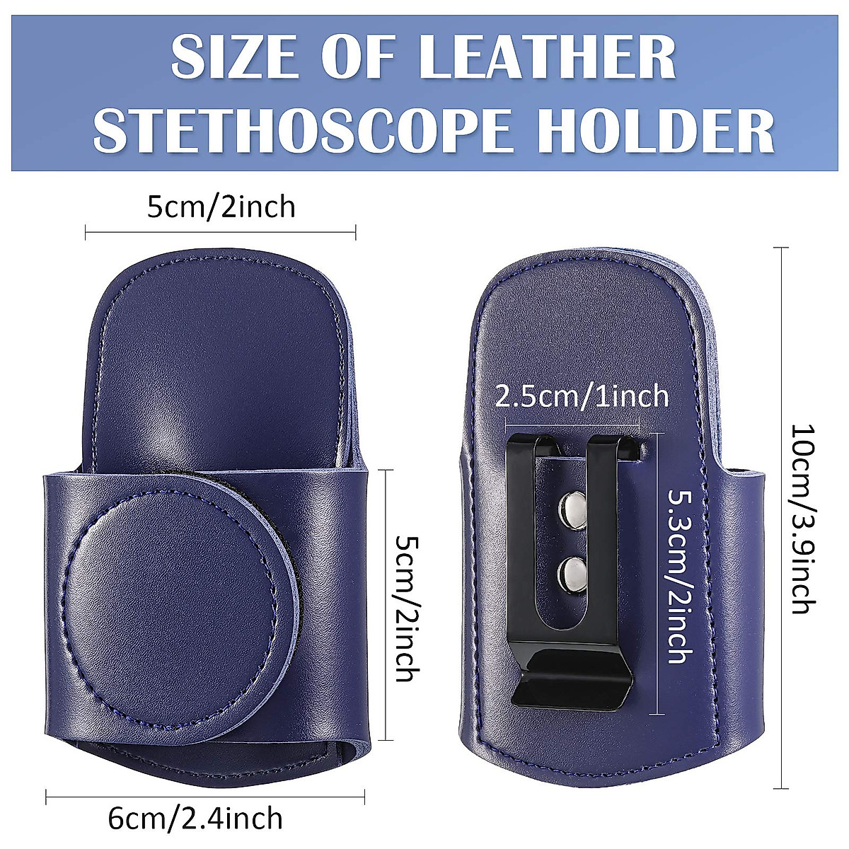Artificial Leather Stethoscope Holder Handmade Stethoscope Hip Holder with Clip to Protect from Neck Carrying or Loss for Holding Your Stethoscope (Blue,1 Piece)