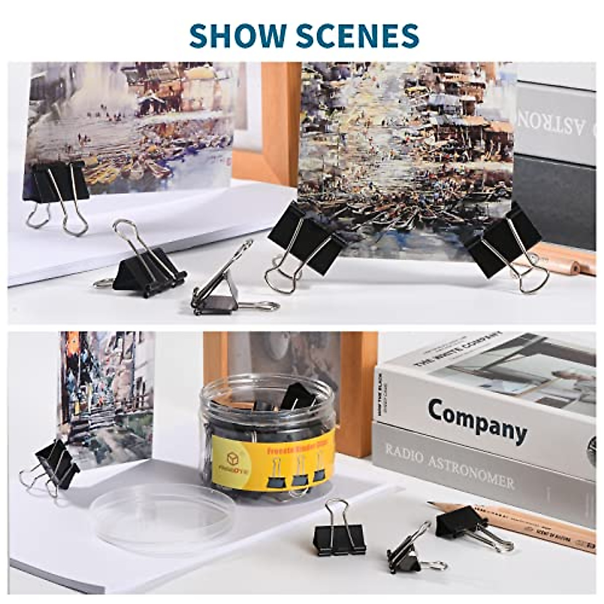 25 Pack Medium Binder Clips Paper Clamps for Paper, Universal Black Paper Clips of for Home, Office and School Use, Medium Size (1.25 Inch)