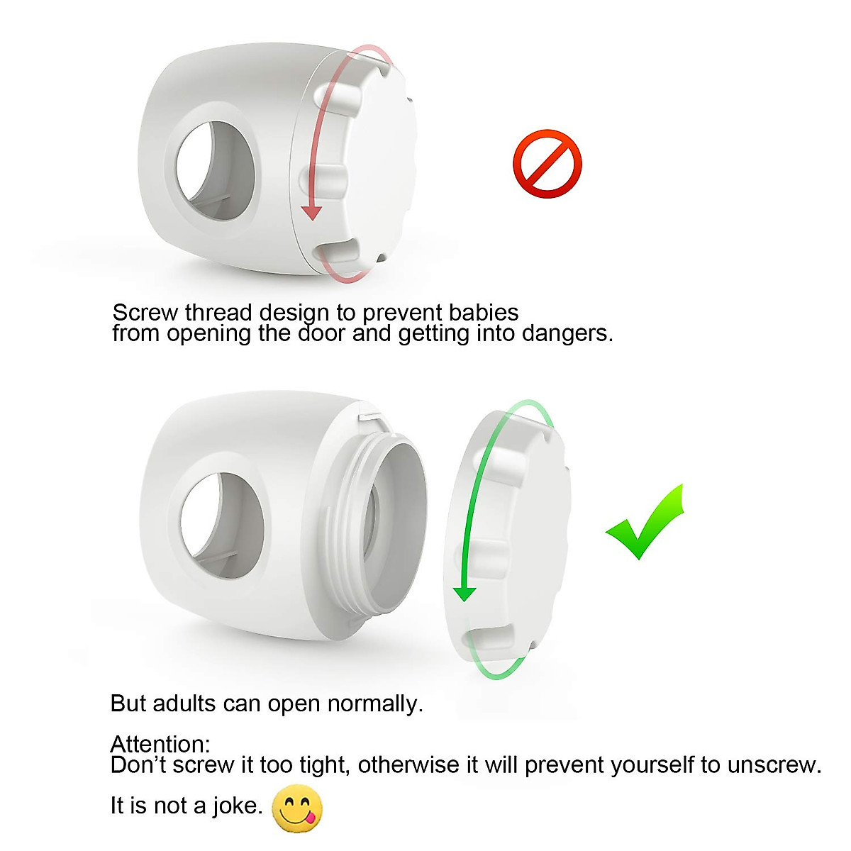 Uxoz Door Knob Safety Cover, 4 Pack Baby Safety Door Handle Cover, Screw Thread Design, Reusable, Reliable Solution to Prevent Kids from Popping Off The Covers