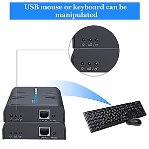 AGPTEK HDMI KVM Extender(Only Receiver) Over Single Cat 5/5E/6/7 Ethernet Cable- Signal Extension Up to 120m/365Ft- Ultra HD 1080p@60Hz