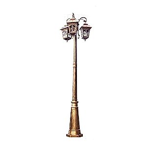 Lights Outdoor 3-Lights Country Vintage Metal Street Lights Courtyard Glass Lantern High Pole Path Column Lamp E27 Exterior Pillar Lantern IP55 Waterproof Park Community Lawn Post Light Stadium