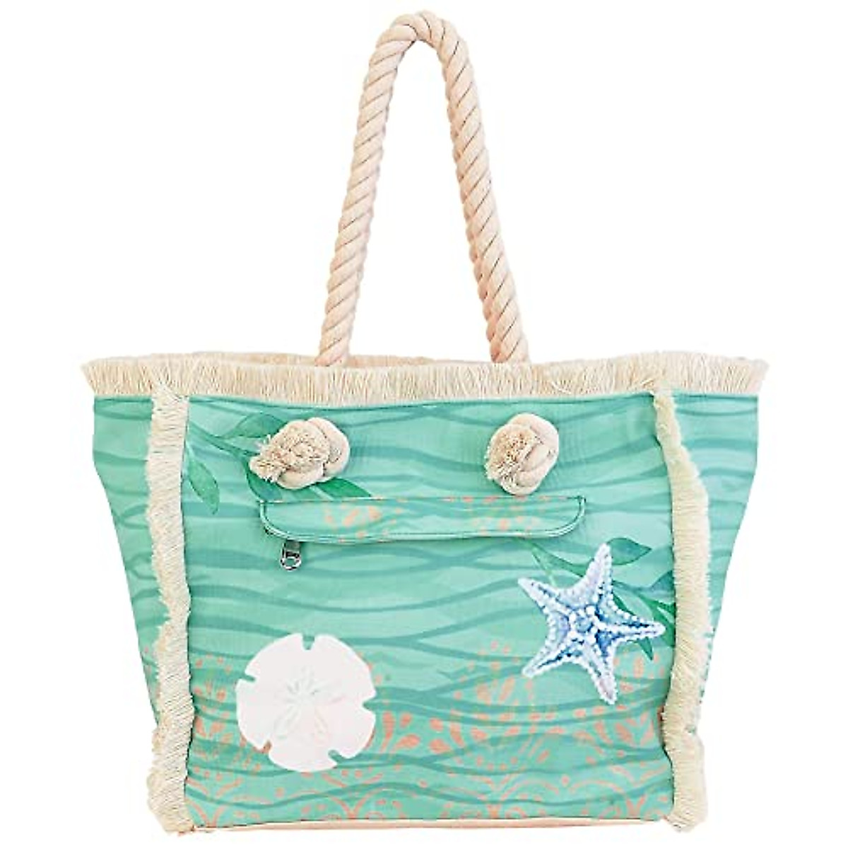 Sun 'N' Sand Cabarita Point Fringe Beach Shoulder Tote Green