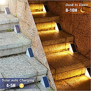 VOLISUN Outdoor Stair Lights 12 Pack, Solar Step Lights Waterproof IP67,80 Lumen, Led Step Lights Outdoor for Garden Backyard Stair, Staircase, Front Step, Front Porch and Deck(Warm White)