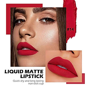 evpct CmaaDu 6Pcs Liquid Matte Lipstick Lipgloss Set for Women Dark Deep Bright Ruby Blood Brick Plum Mauve Rose Red labiales mate 24 horas originale matte larga duracion 24 Hour Lipstick Long Lasting