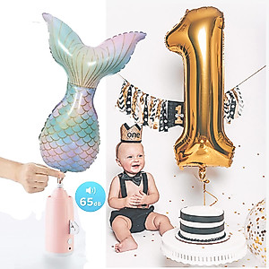 Electric Magic Balloon Pump, Electric Air Inflator Party Air Blower Pump with 1 Nozzle 1 Balloon Cutter and 10 Pcs Long Balloons,Great for Twisty Curly Balloon, Foil Balloons (Pink)