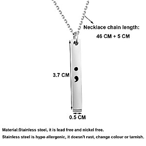 bobauna Semicolon Bar Necklace Mental Health Awareness Jewelry Inspirational Strength Gift For Cancer Survivor (semicolon bar necklace)
