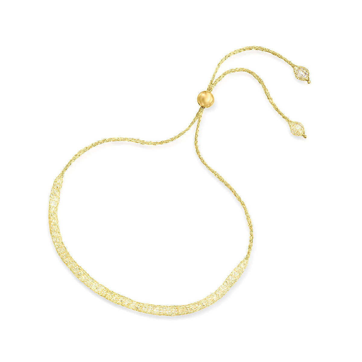 Ross-Simons Italian 3.00 ct. t.w. CZ Mesh Bolo Bracelet in 14kt Yellow Gold