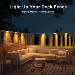 WdtPro Solar Fence Lights Outdoor Waterproof, 8 Pack Bright Solar Deck Lights with Warm White & RGB Modes, LED Solar Step Lights Outdoor for Stairs, Steps, Deck, Fence, Pool, Patio