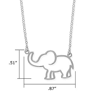 Boma Jewelry Sterling Silver Open Elephant Outline Animal Pendant Necklace, 18 Inches