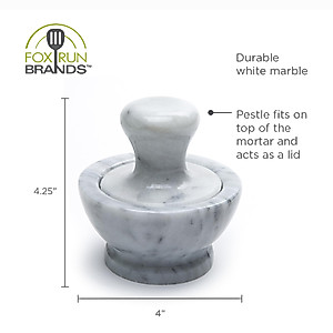 Fox Run Marble Mortar and Pestle, White