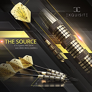 CC-Exquisite Premium Steel Tip Darts Set - Professional Darts, Brass Barrels, Metal Tip Darts, Extra Flights, (12) Aluminum Shafts 35/48, O-Rings, Dart Tool, Dart Sharpener, Darts Case