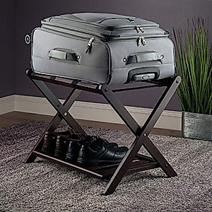 Ergode Remy Luggage Rack with Shelf, Cappuccino