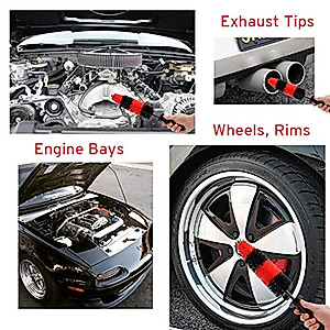 Fitosy Wheel Rim Brush, Soft Bristle Long Master Car Wheel Brush Rim Tire Detailing Brush Car Washing Brush for Wheels Rims Exhaust Tips Vehicle Engine Motorcycles,No Scratches (Wheel)