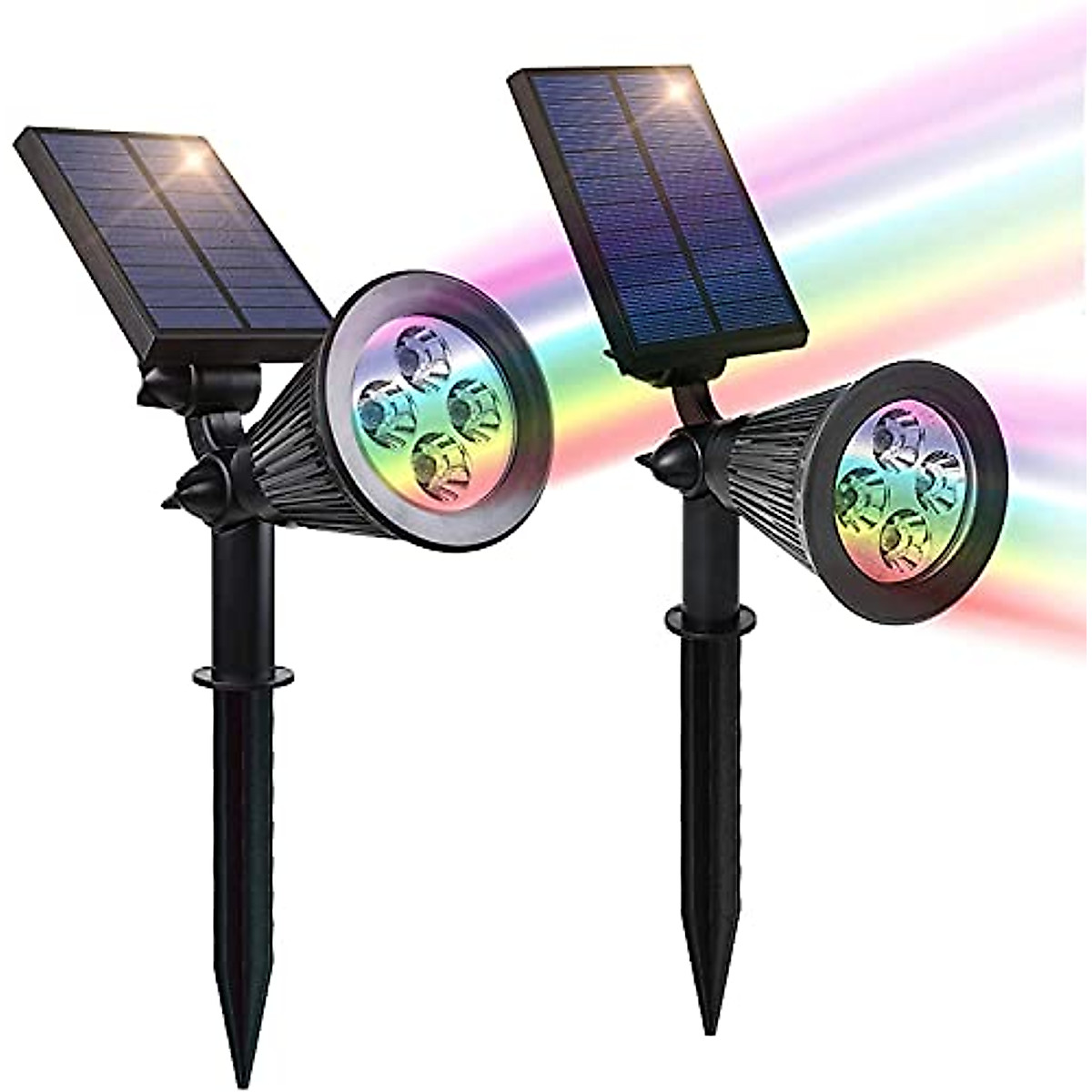 CallToU Solar Spot Lights 7 Colors Halloween Lights Christmas Solar Outdoor Light Waterproof Landscape Lighting 180°Adjustable Solar Landscape SpotLights for House Backyard Pool Patio Garden 2 Pack