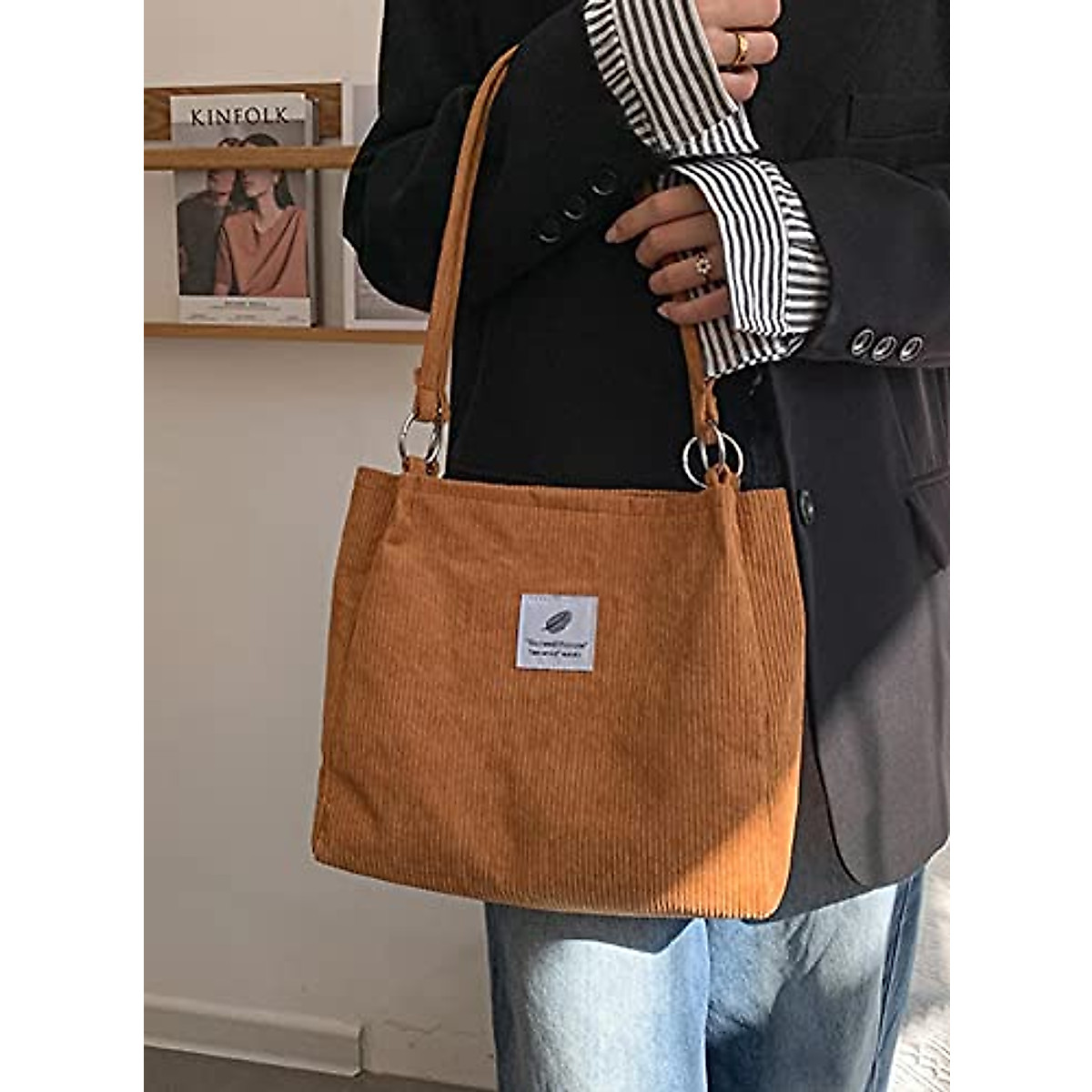 Corduroy Totes Bag Women's Shoulder Handbags Hobo Crossbody Purse Shopping Bag