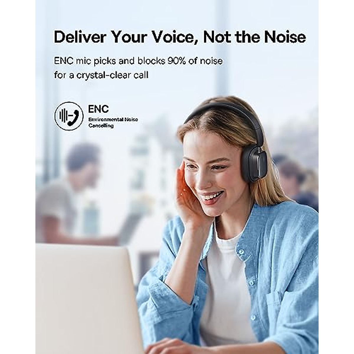 Baseus Active Noise Cancelling Headphones with 100H Playtime, LHDC Hi-Res Sound, Reduce Noise by Up to 95%, Spatial Audio, ENC Mics, 0.038s Low Latency, Bluetooth 5.3 Wireless Headphones - Bowie H1i