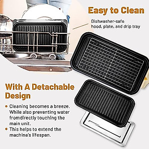 SUEWRITE Electric Smokeless Indoor Grill, Electric Grill Non-Stick Cooking Removable Plate, Portable Korean BBQ Grill with Removable Temperature Control, Dishwasher Safe, 1500W