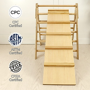 Avenlur Olive 3 in 1 Foldable Triangle Ladder and Slide - Montessori Climbing Set - Indoor Wood Climbing Gym for Children Ages 1 to 6 Years - Baby Climbing Triangle (Natural, Medium)