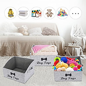 Brabtod Dog Toys Storage Bin,Pet Toy Box,Trapezoid Fabric Storage Bin, Dog Toy Organizer,Dog Toys Storage Basket,Collapsible Storage Bin for Dog Toys,Blanket,Clothes-Snowflake gray