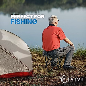 AVAMA - Camping Stool, Folding Small Chair Seat Height 10 inch Portable Camp Stool with Carry Bag for Camping - Fishing - Hiking - Gardening - Travel - Hiking - Beach - Garden - BBQ