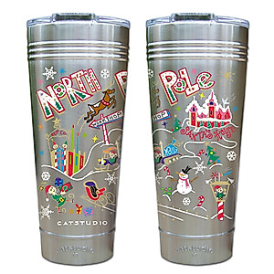 Catstudio North Pole Thermal Tumbler | Triple Wall Insulation With Non Slip Bottom | Great Holiday and Christmas Travel Cup for Water, Coffee, Tea, or Smoothies