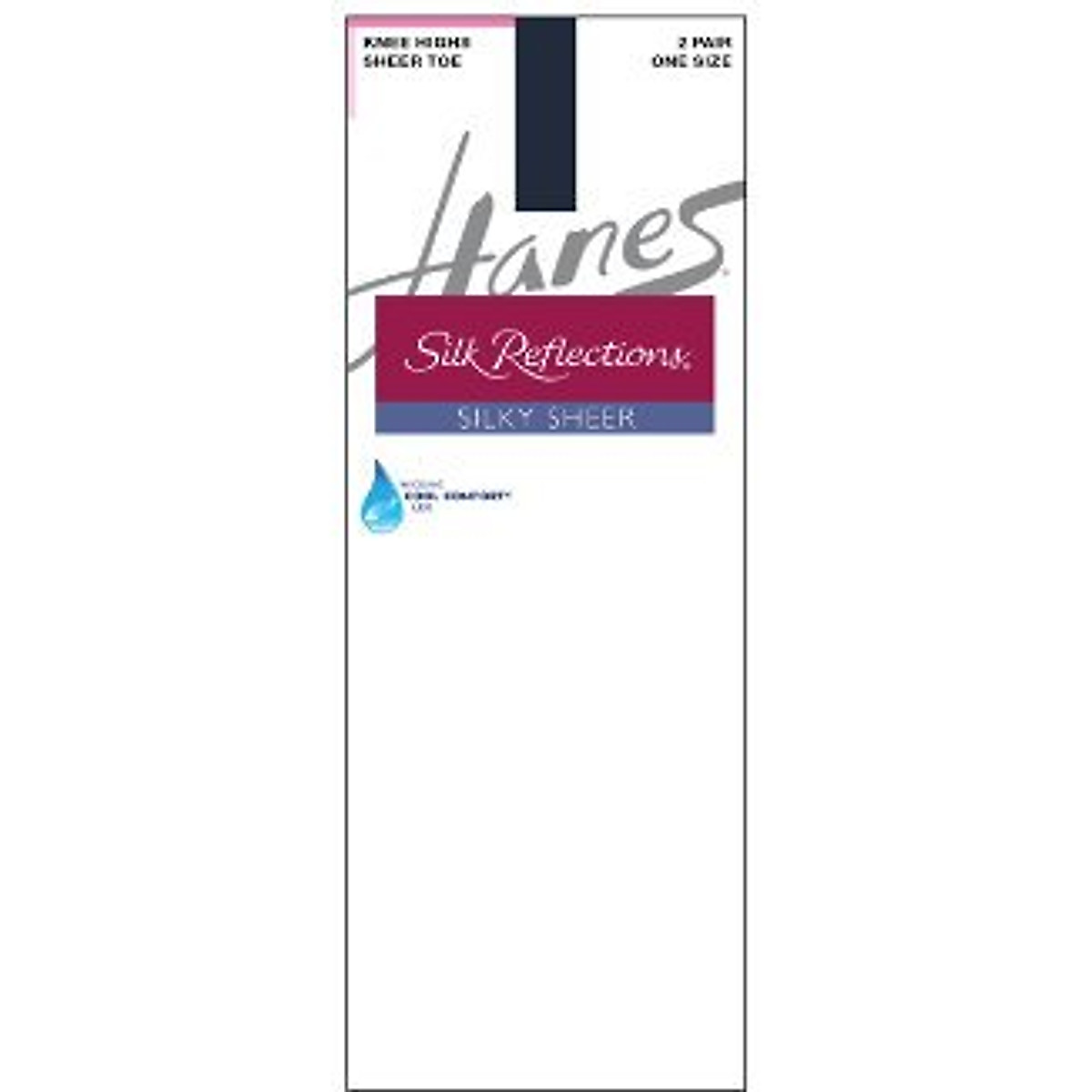 Hanes Silk Reflections Women's 2-Pack Knee High Sandalfoot, Jet, One Size