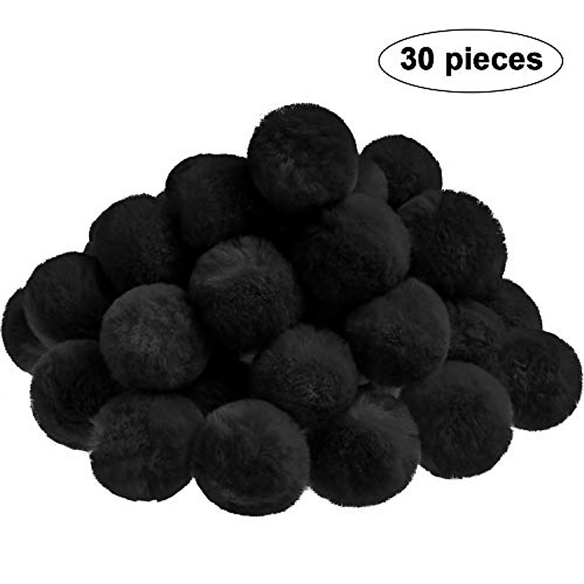 Acrylic Black Pompom Balls Halloween Costume Pom Poms Fluffy Black Pompoms Large Crafts Pom Balls Fuzzy Soft Pom Pom Balls for DIY Crafts Halloween Costume Decorations, 2 Inch (30)