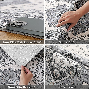 Noahas Grey 6x9 Area Rugs for Living Room, Vintage Machine Washable Rug,Low Pile Print Large Living Room Rug