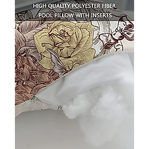 Recliner Head Pillow Ledge Loungers Chair Pillows with Insert Yellow Flowers Flying Hummingbirds and Musical Notes Lumbar Pillow with Adjustable Strap Patio Garden Cushion for Sofa Bench Couch, 2 PCS