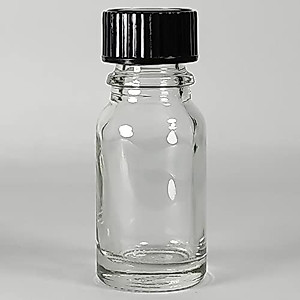 PIPIBA 48Pack 1/3oz(10ml) Boston Glass Bottle. Essential Oil Bottle With Lid. For Perfume, Aromatherapy, Lab Refillable Sample Vials (Clear)