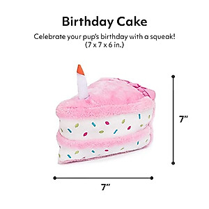 Birthday Cake Plush Toy with Squeaker for Dogs by Zippy Paws (Pink)