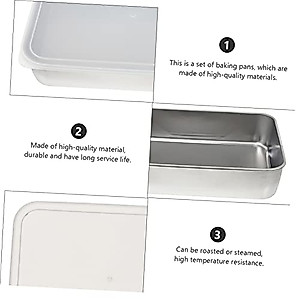 FURLOU Stainless Steel Bakeware Nonstick Bakeware Pizza Oven for Grill Bread Loaf Pan with Lid Dessert Baking Pans Cheese Baking Tray Nonstick Pizza Pan Fresh-keeping Box Bread Pan 1 Set Plate (Color