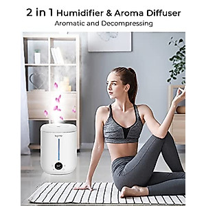 Cool Mist Air Humidifiers For Bedroom Large Room, Syvio 2.8L Smart Humidity Sensor, Easy to Clean for Baby Home Top Fill, Essential Oil Diffuser, Ultrasonic Quiet, 360° Nozzle