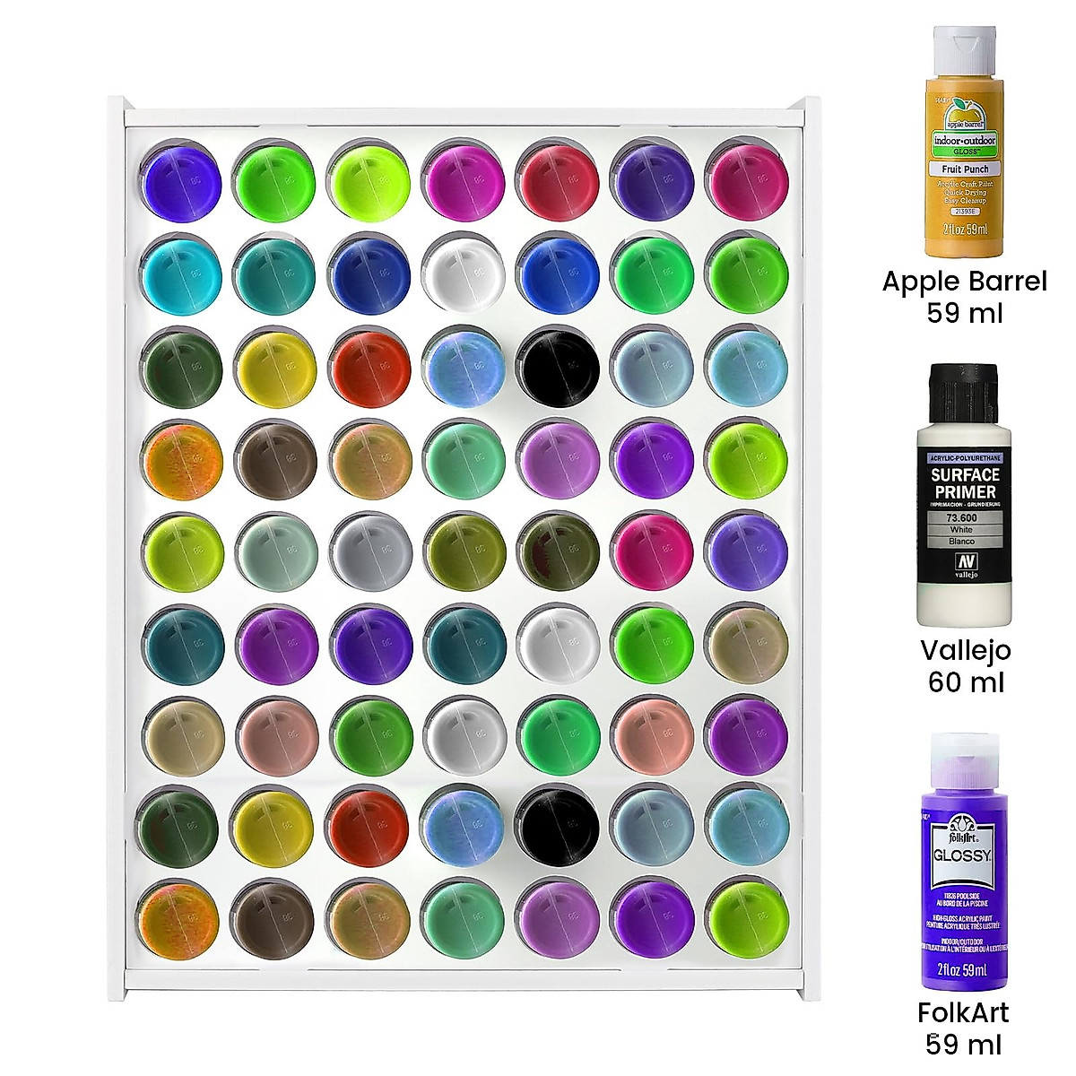 Acrylic Paint Organizer Craft Paint Storage Organizer for Apple Barrel, Folkart,2oz Craft Paints, Wall-mounted-63Holes