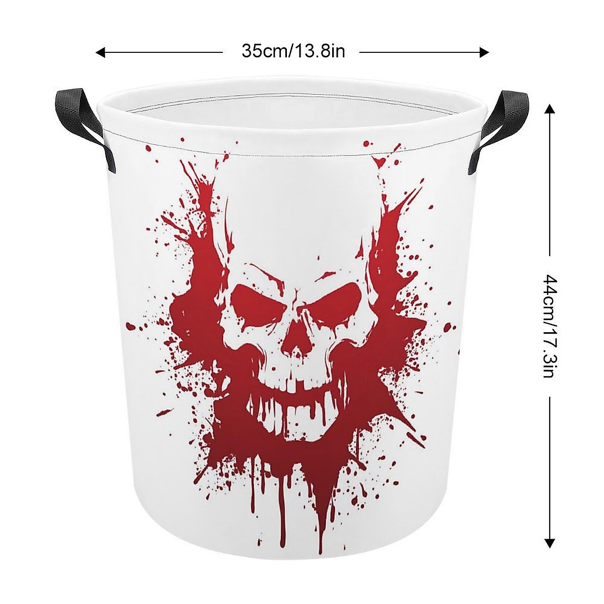 TsyTma Halloween Blood Skull Laundry Basket Small Collapsible Laundry Hamper with Handles Round Dirty Clothes Hampers for Laundry Bedroom Bathroom